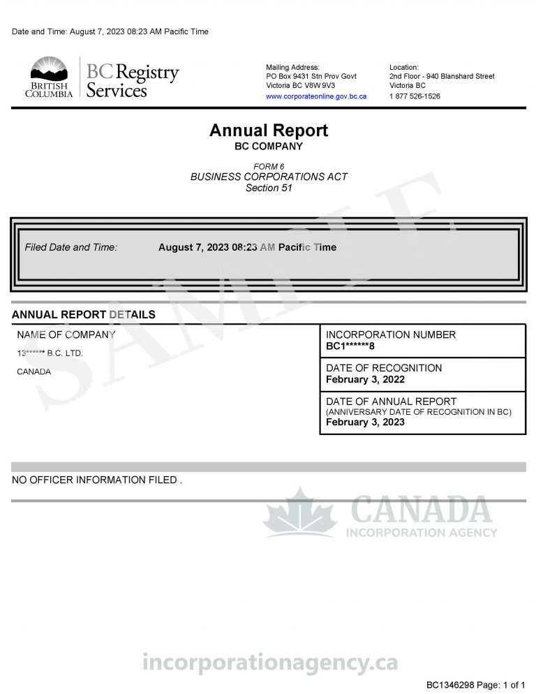File Annual Return Online | Canada Incorporation Agency